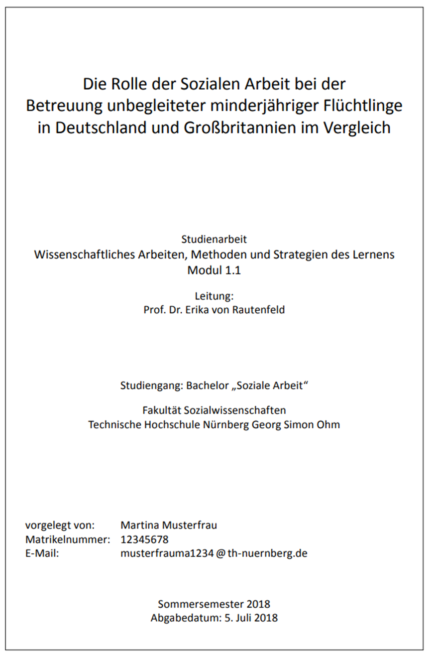 Das Titelblatt gestalten - Online Writing Lab